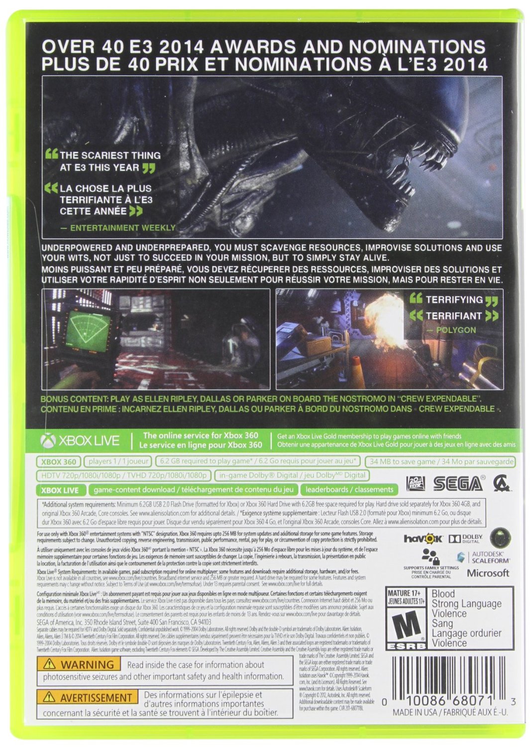 Videojuego Alien Insolation Xbox 360 - Kemik Guatemala | Kémik