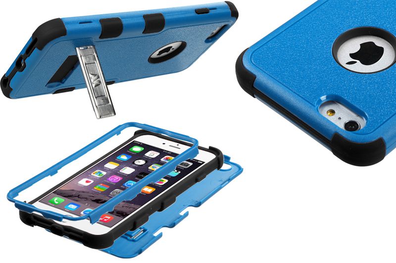 Case para iPhone 6 plus con stand azul con negro - Kemik Guatemala